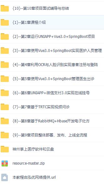 SpringBoot2.X + Vue + UniAPP，全栈开发医疗小程序（完整版）_泓优网络